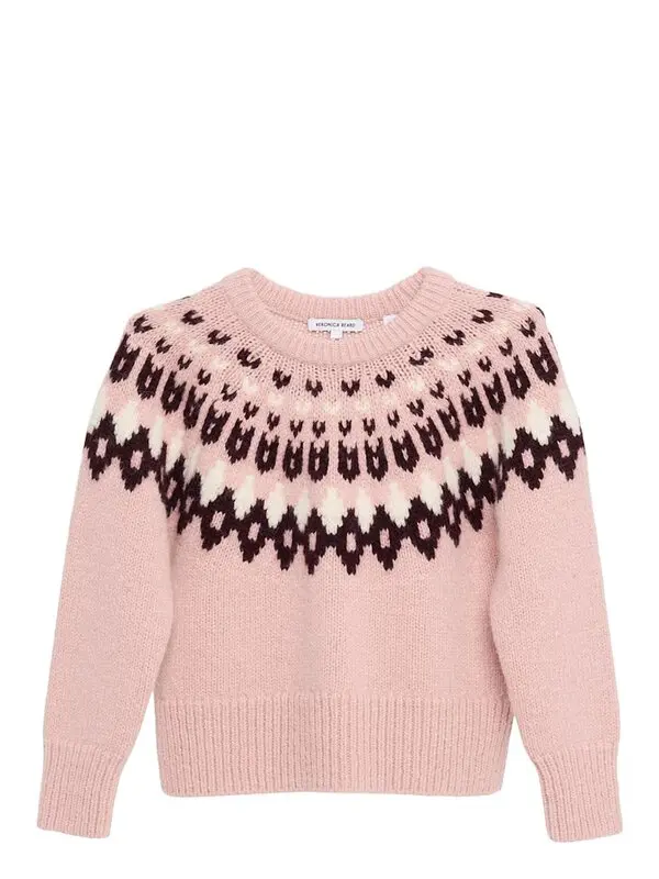 Veronica Beard Anne Fairisle Crewneck Sweater - Deep Petal