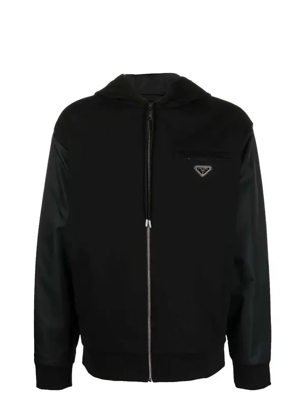 Prada Re-nylon Zipped Hoodie - Black