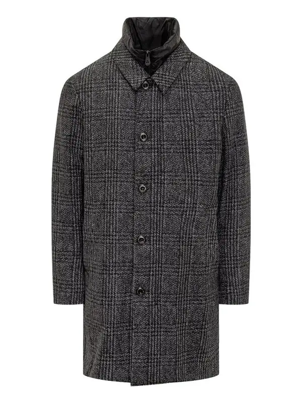 Peuterey Prince Of Wales Wool Coat - Grey