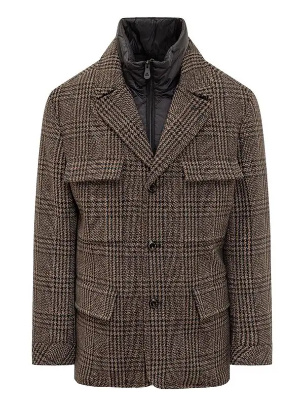 Peuterey Prince Of Wales Wool Coat - Brown