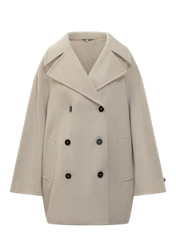DUNO Oversized Double-breasted Coat - White