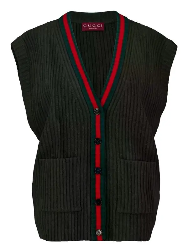 Gucci Buttoned V-neck Vest - Green