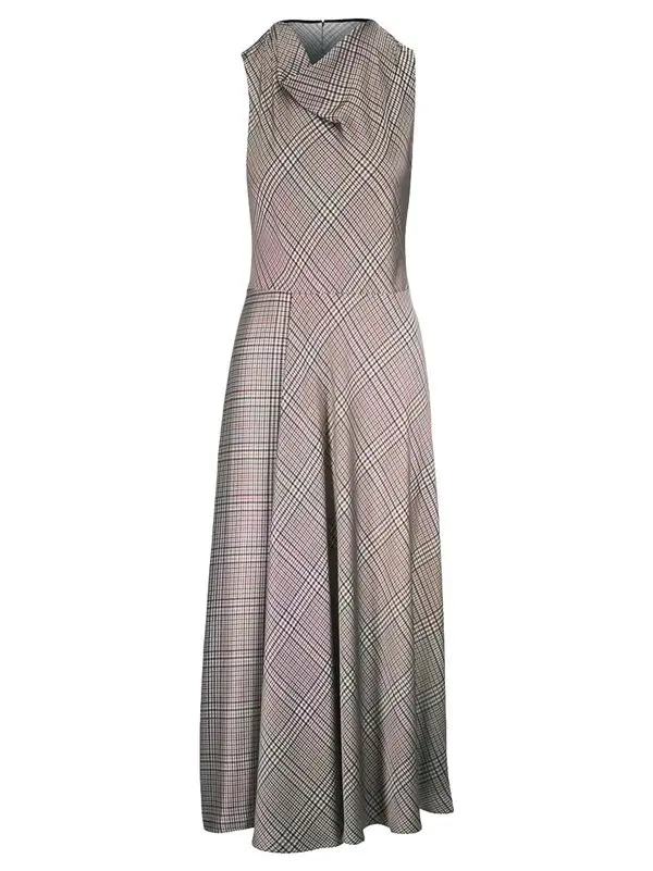 Vince Plaid Midi Dress - Brown