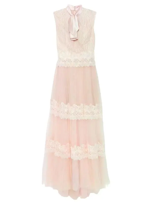 SAIID KOBEISY Bow Lace Dress - Pink