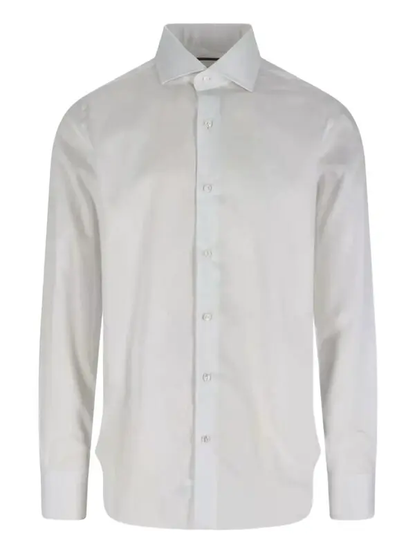 BARBA NAPOLI Embroidered-detail Cotton Shirt - White
