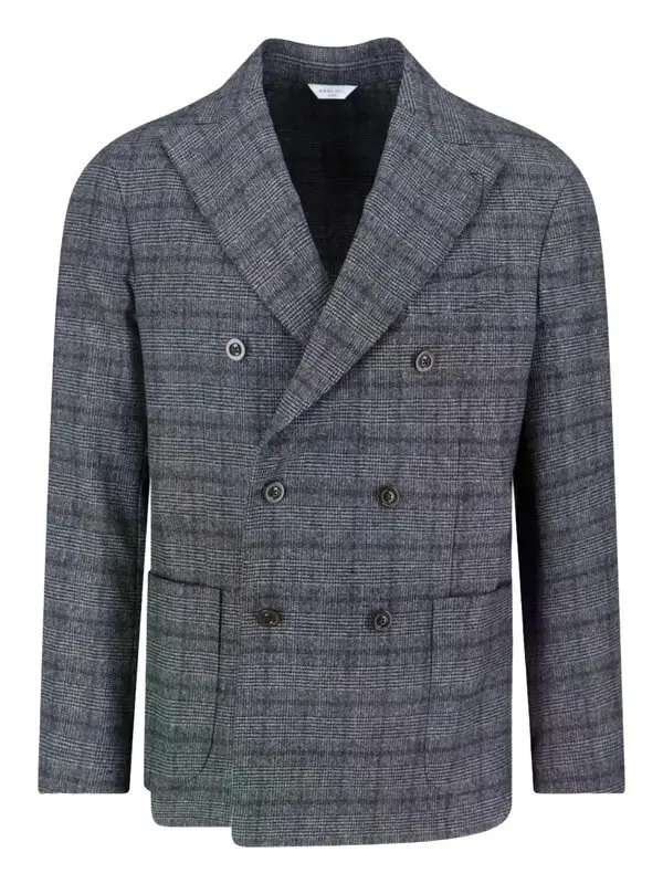 Boglioli Double-breasted Checked Blazer - Grey