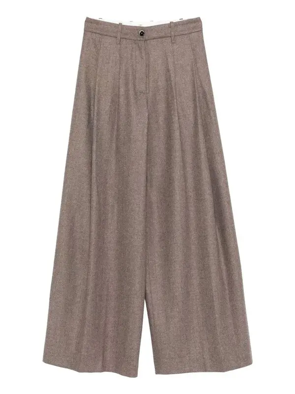 NINE:INTHE:MORNING Herringbone Pleated Trousers - Brown