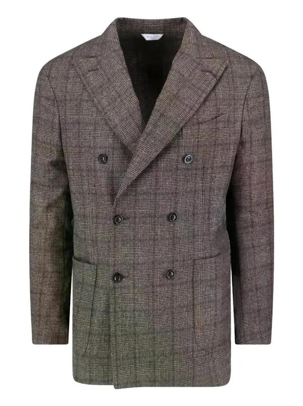 Boglioli Double-breasted Checked Blazer - Brown