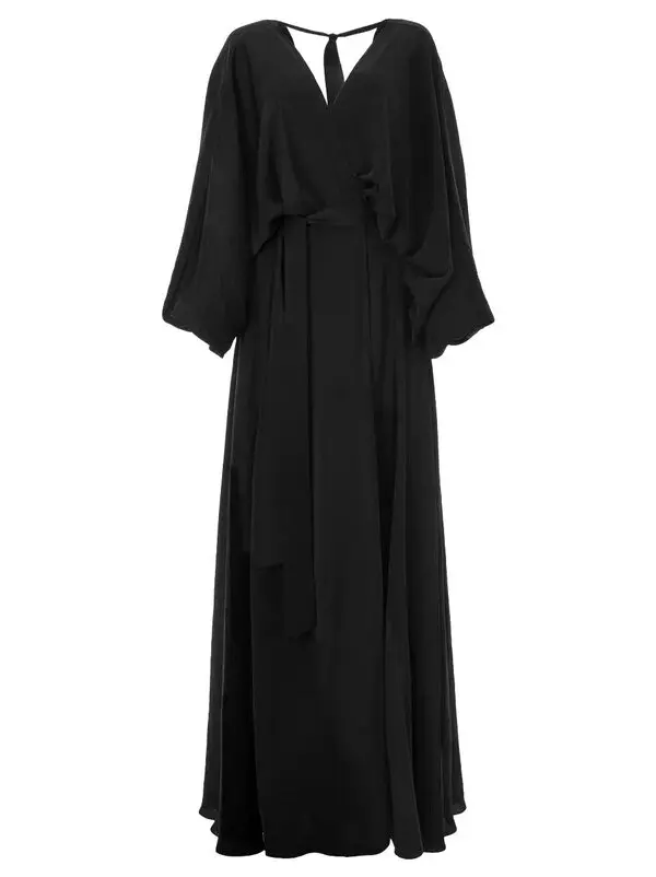 LITA COUTURE Vallee Wrap-effect Maxi Dress - Black