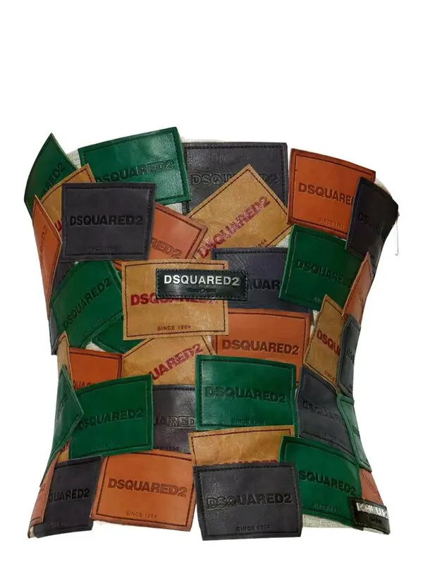 Dsquared2 Patchwork Strapless Top - Green