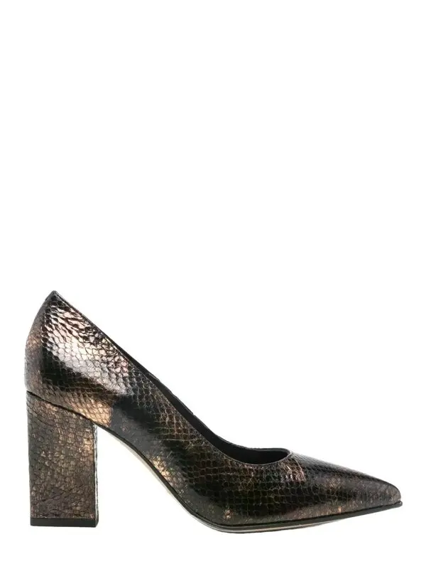PEDRO MIRALLES Snakeskin Block Heel Pumps - Brown