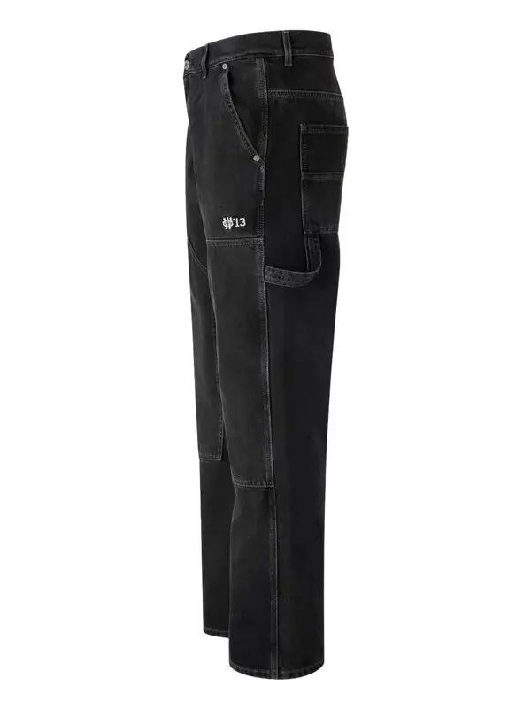 Off-White Flared Jeans With Stitching Detail - Black