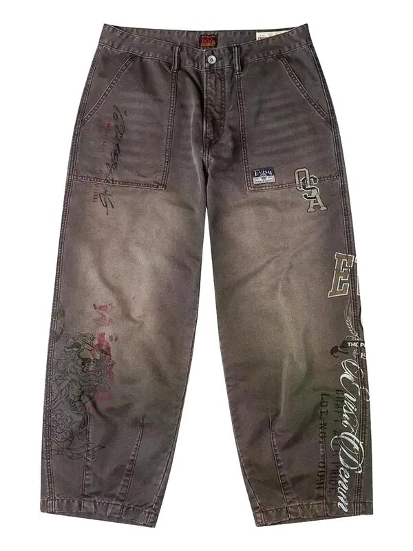 EVISU Graphic Print Jeans - Brown