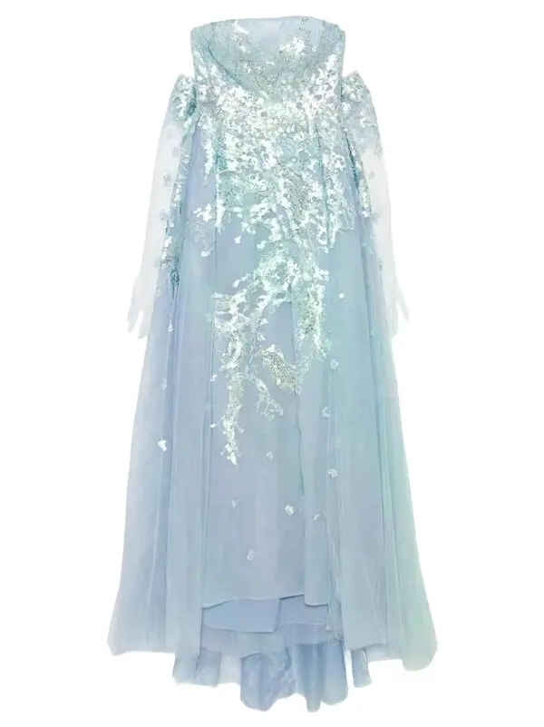 SAIID KOBEISY Embroidered Gown - Blue