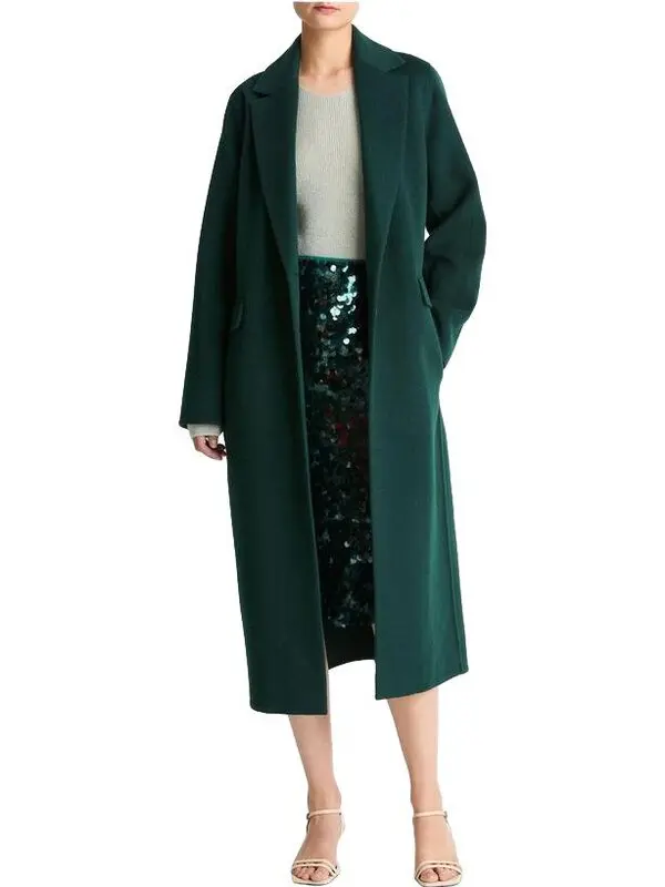 Vince Wool-blend Single-breasted Coat - Green / Floral
