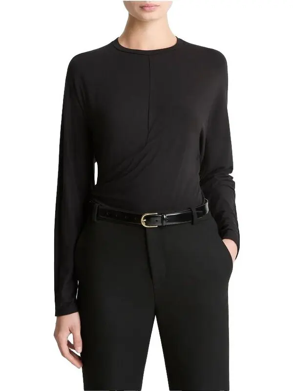Vince Fixed-drape Long-sleeve T-shirt - Black