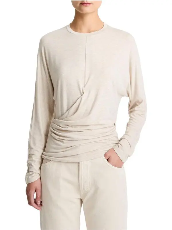 Vince Fixed-drape Long-sleeve T-shirt - Natural