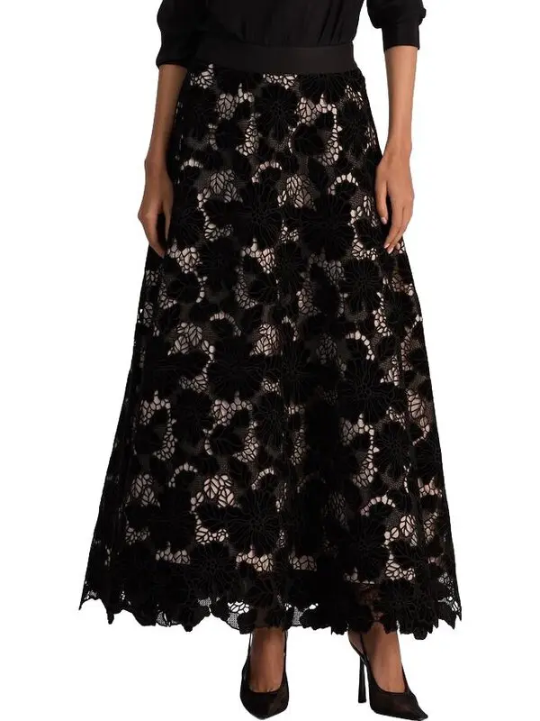 Alice + Olivia Lorena Lace Maxi Skirt - Black