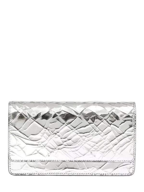 MAISON MARGIELA Cracked-effect Leather Shoulder Bag - Silver
