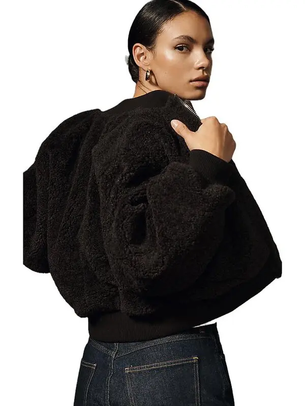 AGOLDE Iona Skye Shearling Bomber Jacket - Chocolate