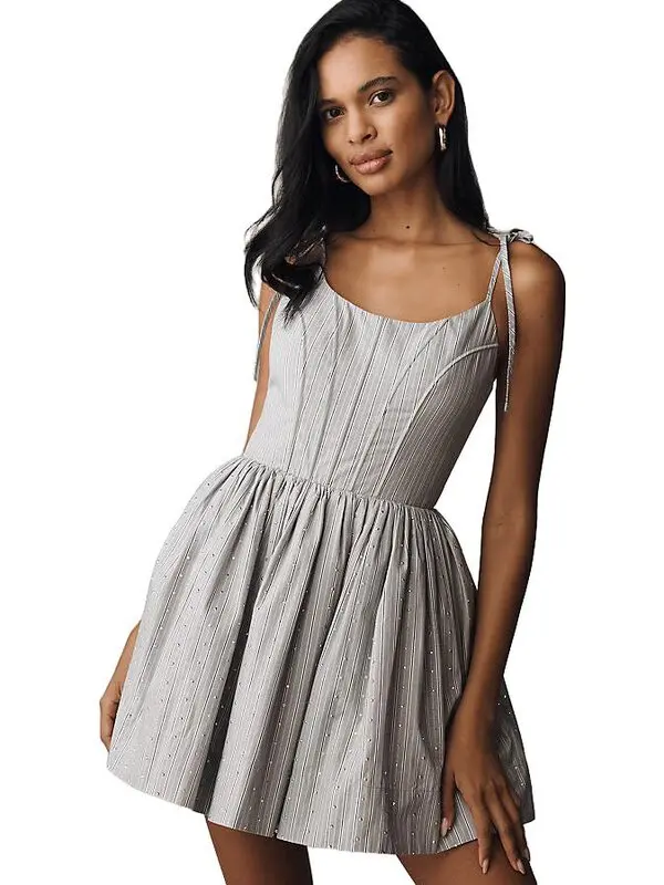 EN SAISON Christelle Fit & Flare Mini Dress - Gray White