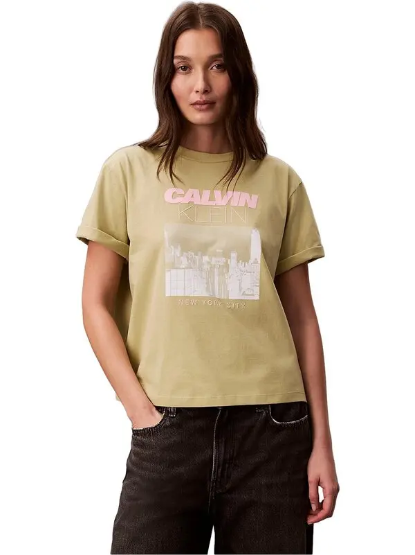 Calvin Klein City Logo Graphic Boxy T-shirt - Seacrest Green