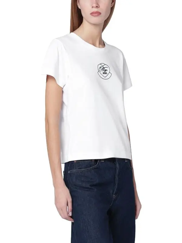 Moncler Cotton T-shirt With Embroidered Heart - White