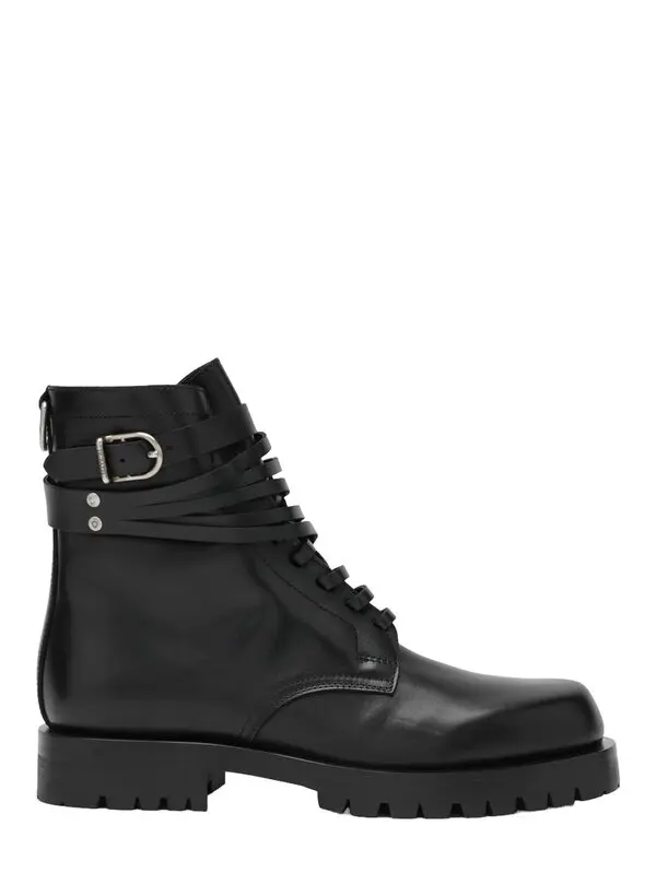 DURAZZI MILANO Leather Combat Boots - Black