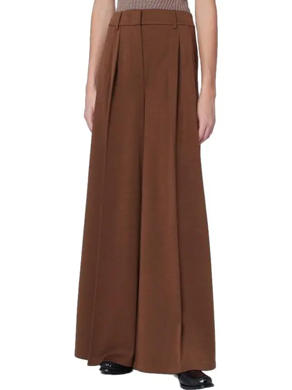 Max Mara Wool Jersey Palazzo Trousers - Brown