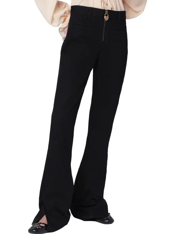 Chloé Slim Fit Jeans With Heart-lock Zip - Black