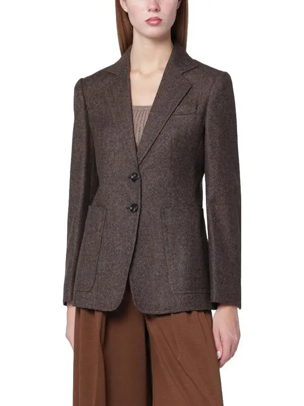 Max Mara Single-breasted Wool Tweed Jacket - Brown