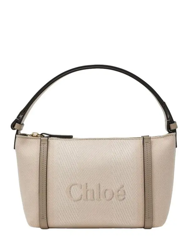 Chloé Carry Bag In Striped Cotton Jacquard Canvas - Beige