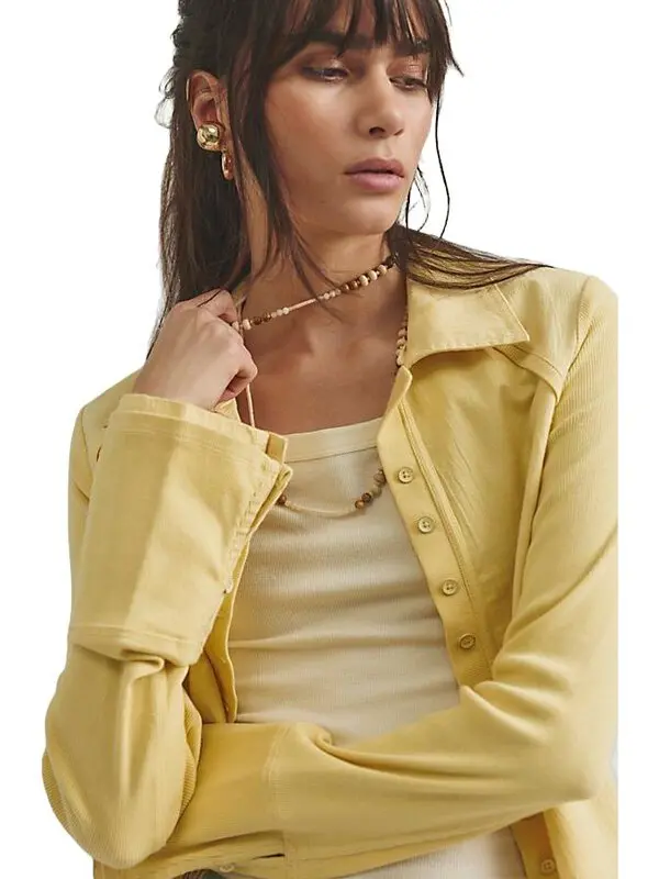 Free People We The Free Happy Valley Button Down Shirt - Lemon Marimba