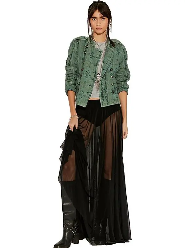 Norma Kamali Flared Sheer Maxi Skirt - Black