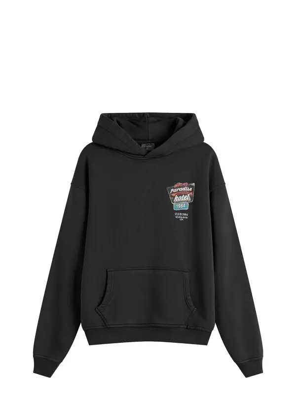 CLUB 1984 Paradise Hotel Printed Hoodie - Washed Black