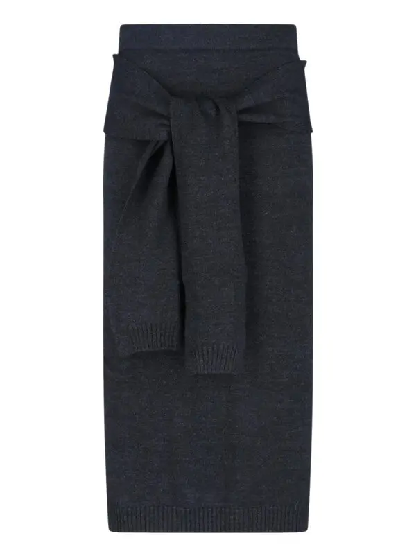 LEMAIRE Tie Midi Skirt - Gray