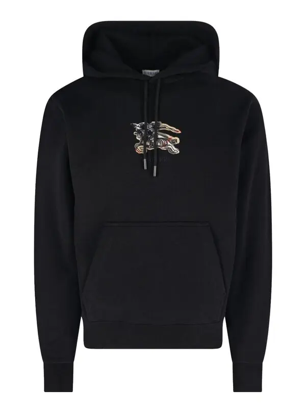 Burberry Embroidered Cotton Hoodie - Black