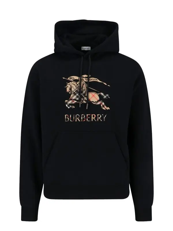 Burberry Embroidered Cotton Hoodie - Black