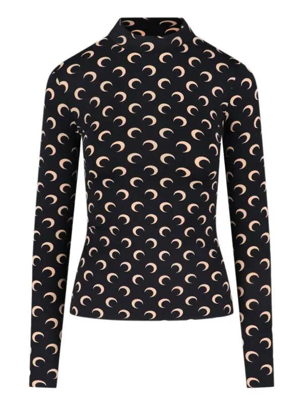 MARINE SERRE Moon" High Neck Top - Black