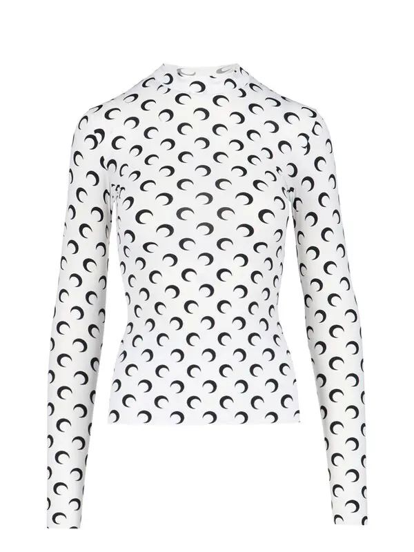 MARINE SERRE Moon" High Neck Top - White