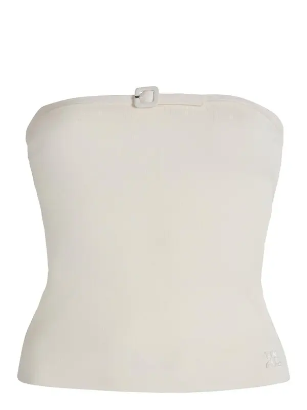 COURREGES Buckle-detailed Knit Tube Top - White
