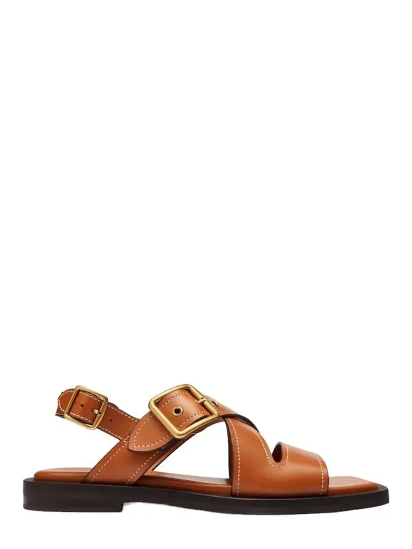 COACH Archival Buckle Flat Sandal - Cognac