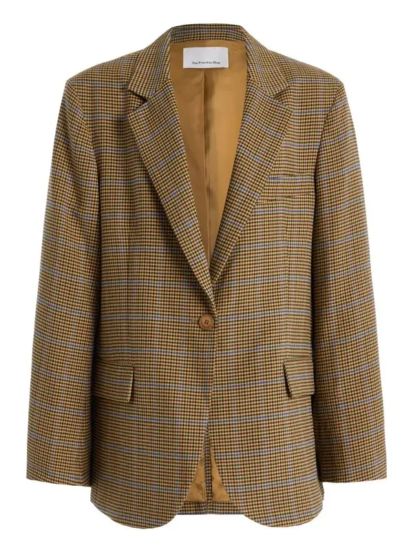 THE FRANKIE SHOP Lyra Houndstooth Blazer - Brown
