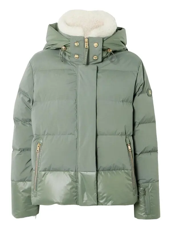 Bogner Maja Hooded Plush-trimmed Quilted Shell Down Ski Jacket - Green