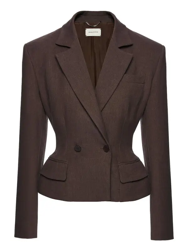 Magda Butrym Structured Linen-blend Blazer - Brown
