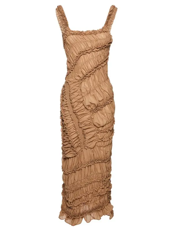 Magda Butrym Gathered Cotton Maxi Dress - Nude
