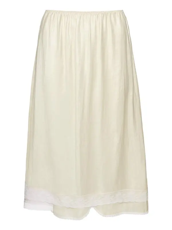 Magda Butrym Lace-trimmed Satin Midi Skirt - Ivory