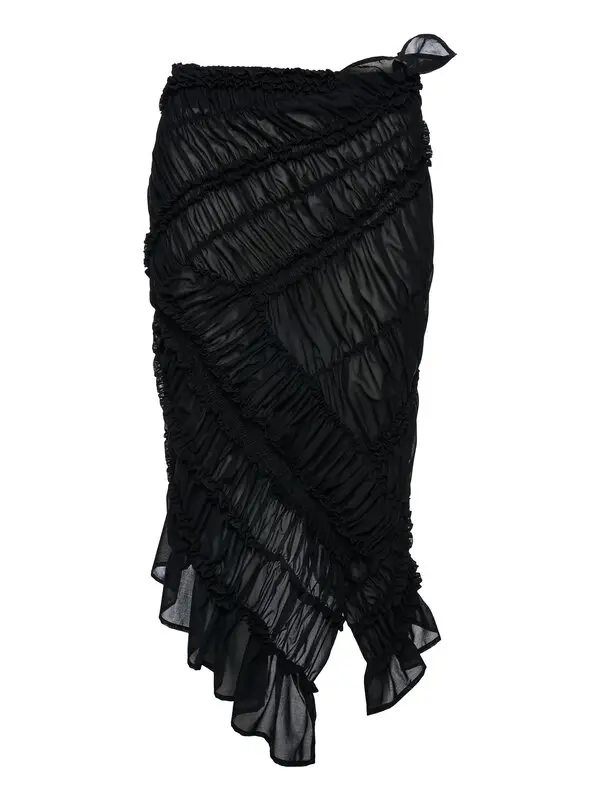 Magda Butrym Gathered Cotton Midi Skirt - Black