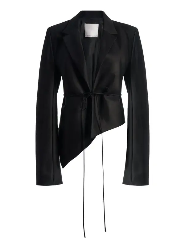 Christopher Esber Asymmetrical Satin Blazer - Black