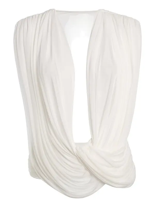 Christopher Esber Ripple Draped Jersey Top - White